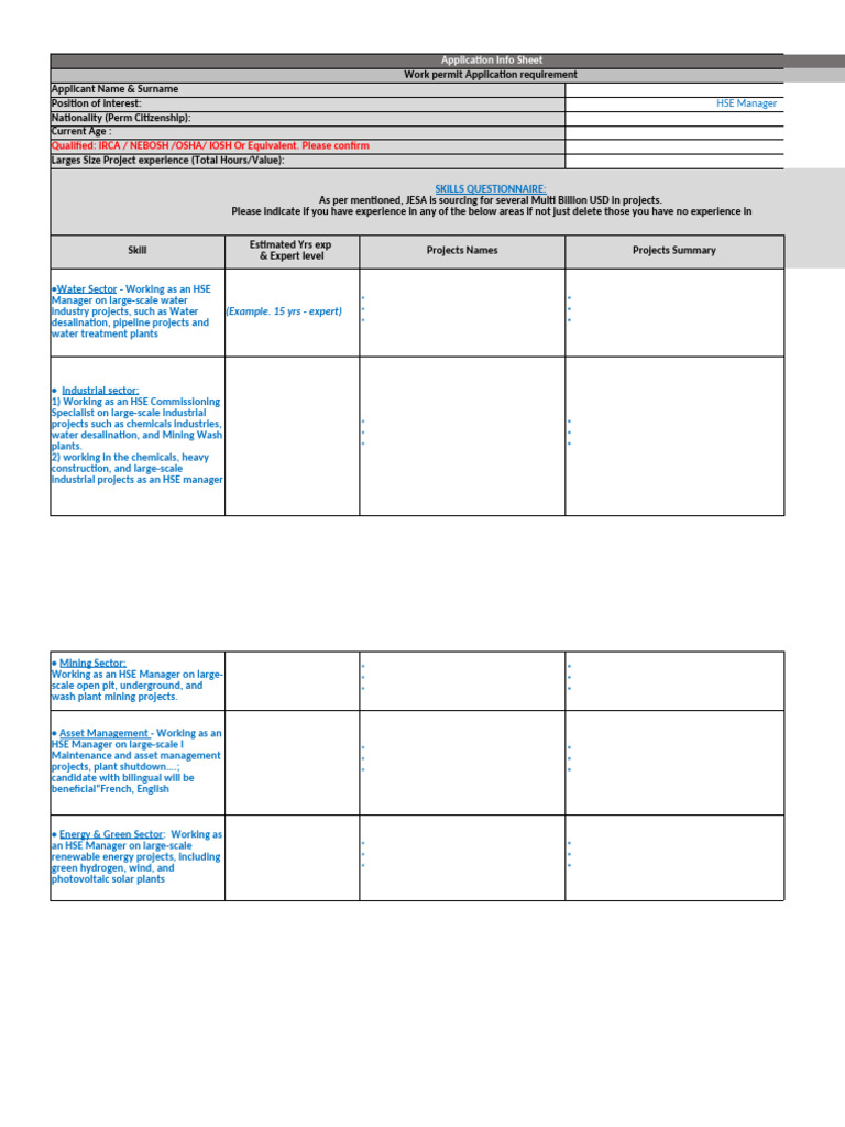 Application Form - Hse Manager | PDF | Sustainable Energy | Sustainable ...