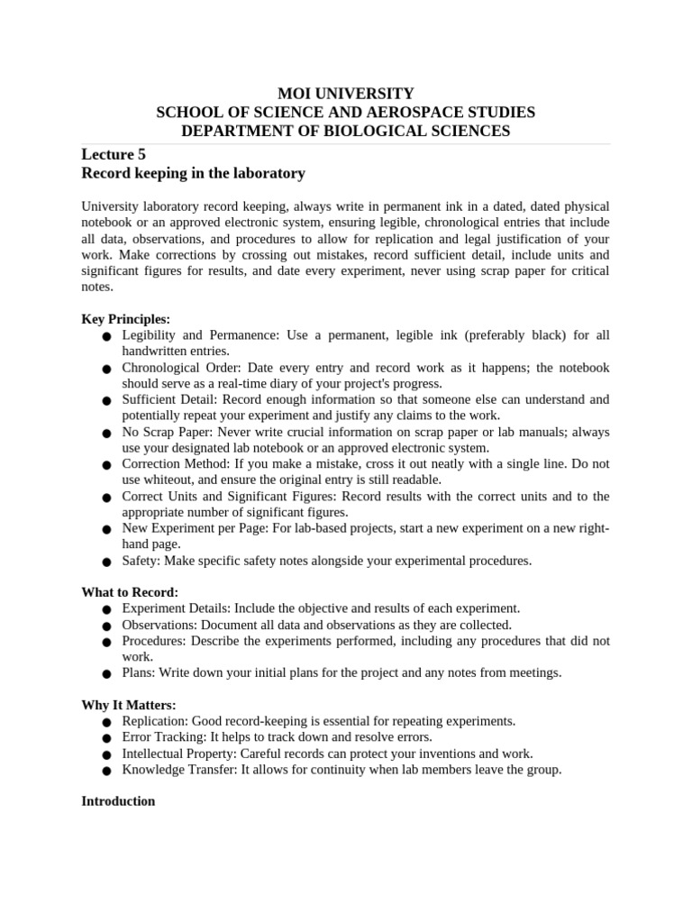 Lecture 5 Laboratory-Record-Keeping 3 | PDF | Experiment | Notebook