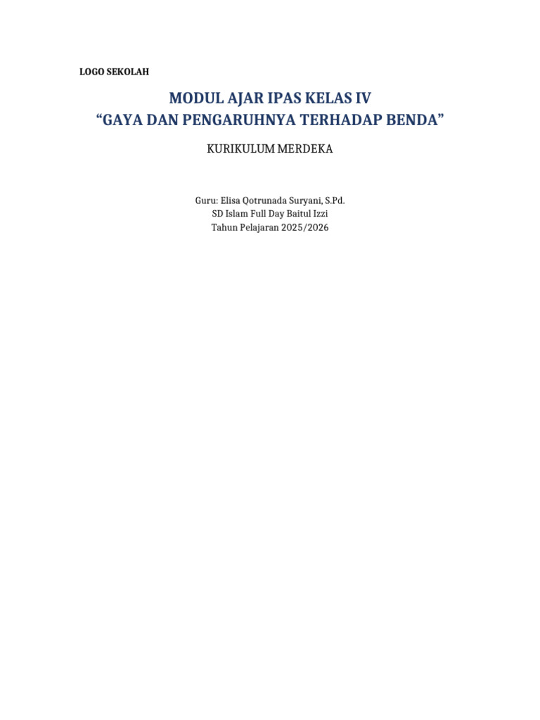 Modul IPAS Kelas IV: Gaya dan Benda | PDF