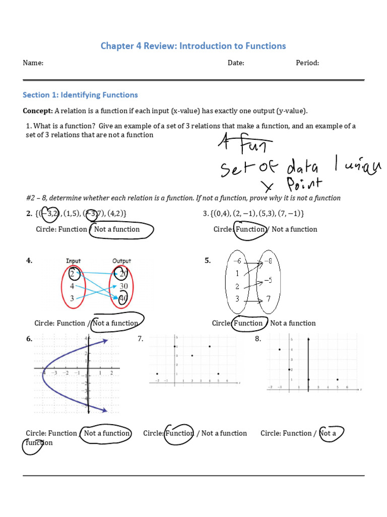 Chapter 4 Review Introduction To Functions | PDF | Function (Mathematics) | Variable (Mathematics)