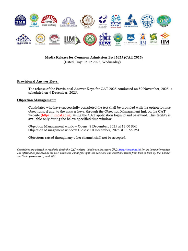 CAT Response Sheet Official PDF | PDF