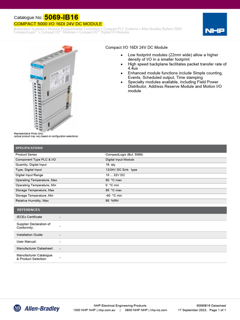 Compact I/O 16DI 24V DC Module | PDF | Programmable Logic Controller ...