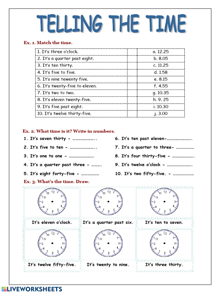 Time-Telling Exercises for Students | PDF