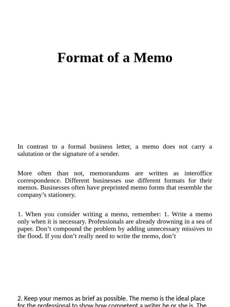 Format of a Memo | PDF | Memorandum | Human Communication
