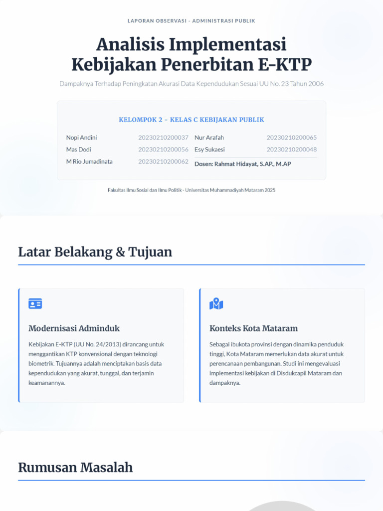 Laporan Observasi Kebijakan E-KTP | PDF