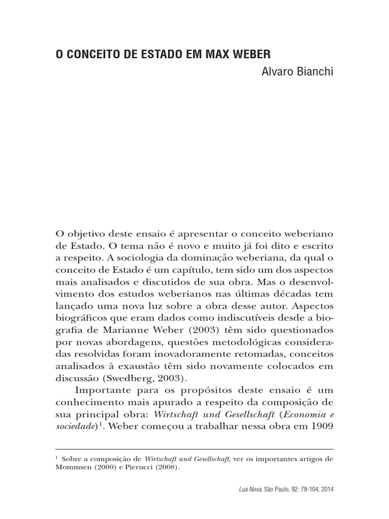 Estado em Max Weber: Análise Sociológica | PDF | Max Weber | Estado