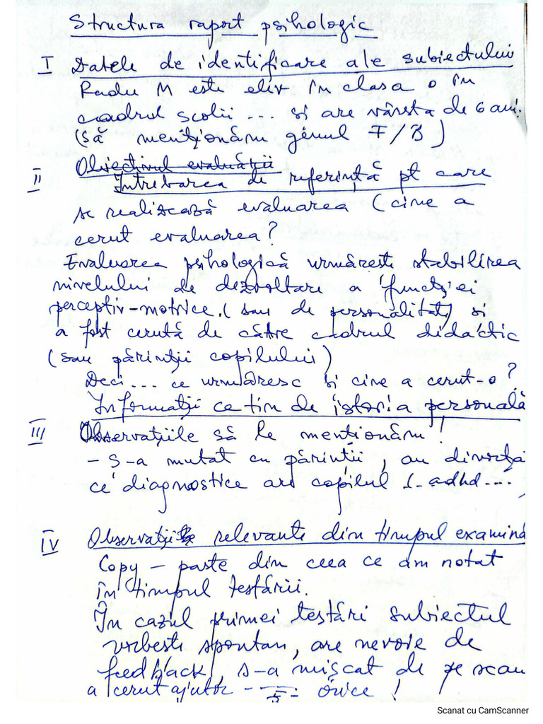 Structura Raport Psihologic | PDF