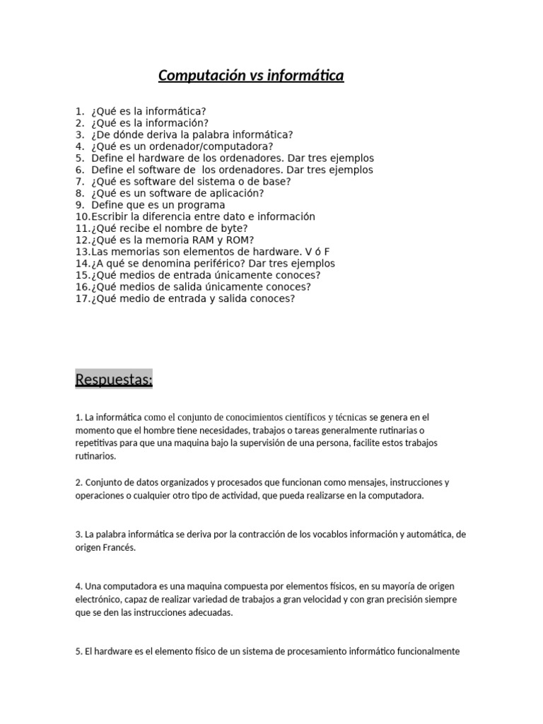 Computación Vs Informática 1 | PDF | Hardware de la computadora ...