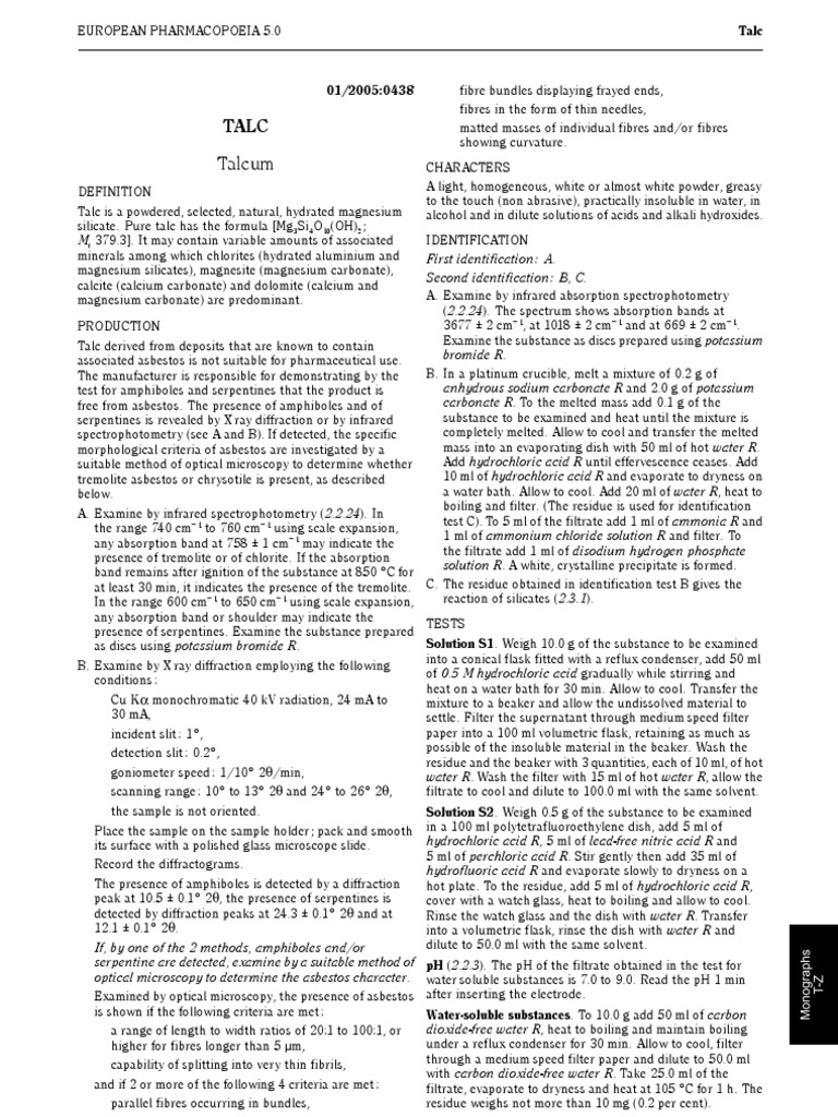 Talc | PDF | Magnesium | Atomic Absorption Spectroscopy