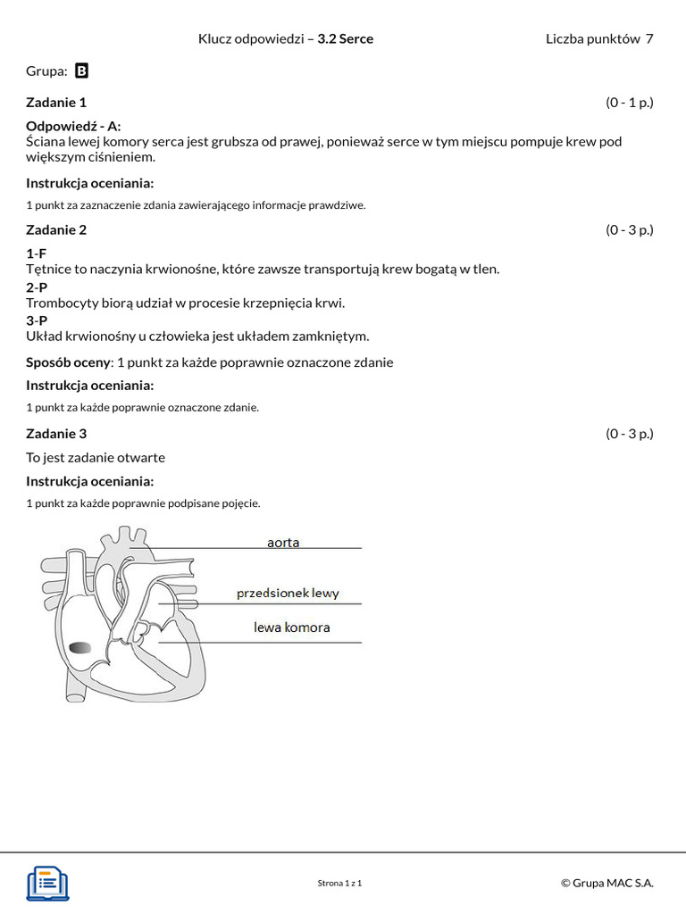 3.2 Serce - Klucz Odpowiedzi B | PDF