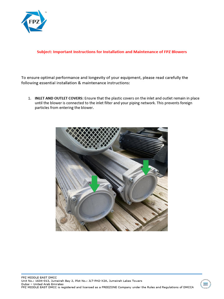 Quick O&m - Important Note To Read - Installation and Maintenance - FPZ ...