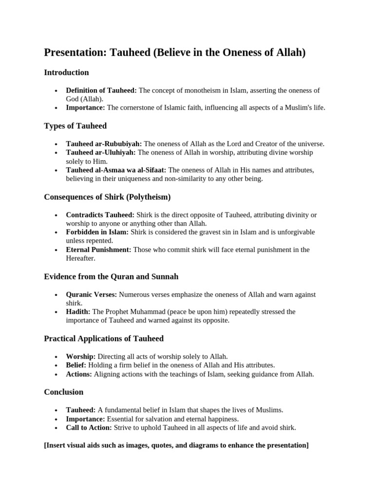 Understanding Tauheed in Islam | PDF