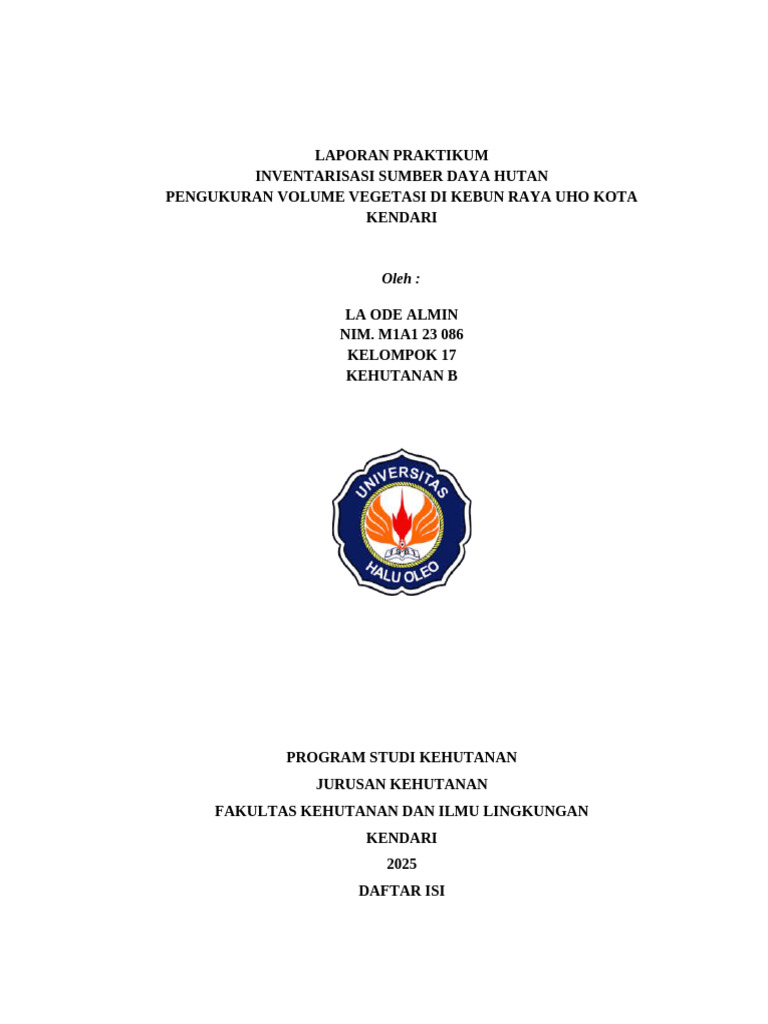 Pengukuran Volume Vegetasi Kebun Raya UHO | PDF