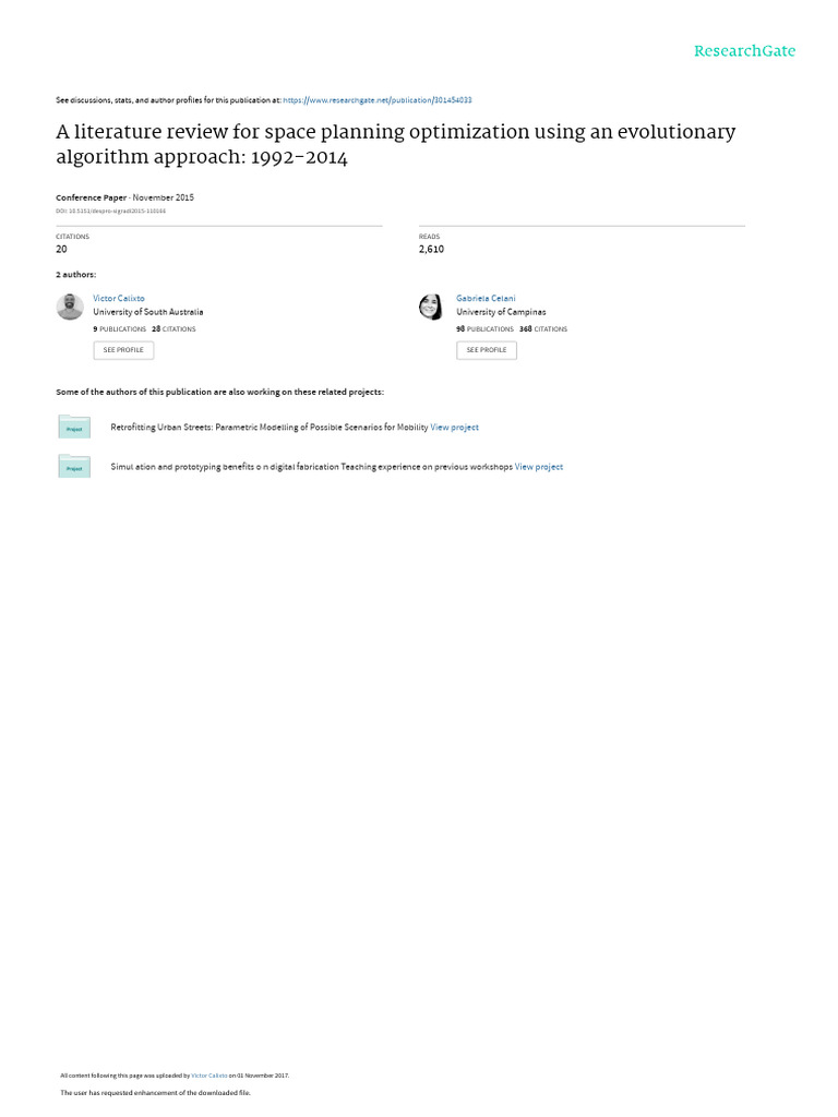 2015 综述A Literature Review for Space Planning Optimizatio 1 | PDF ...