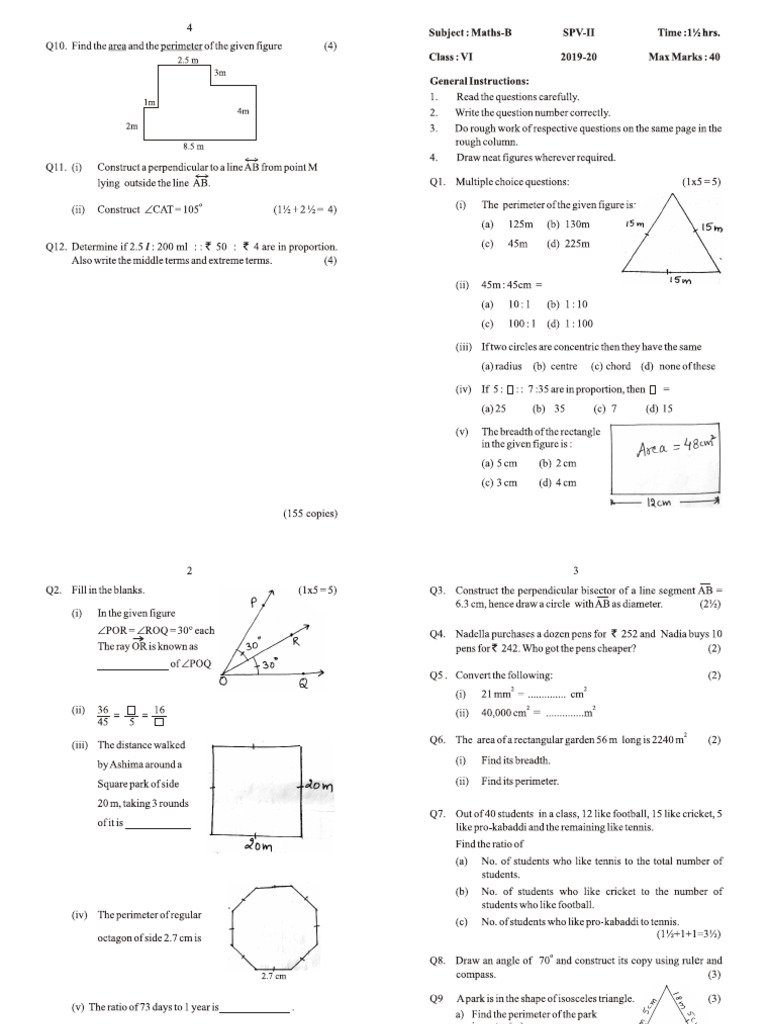 6 Maths B II 2019-20 | PDF