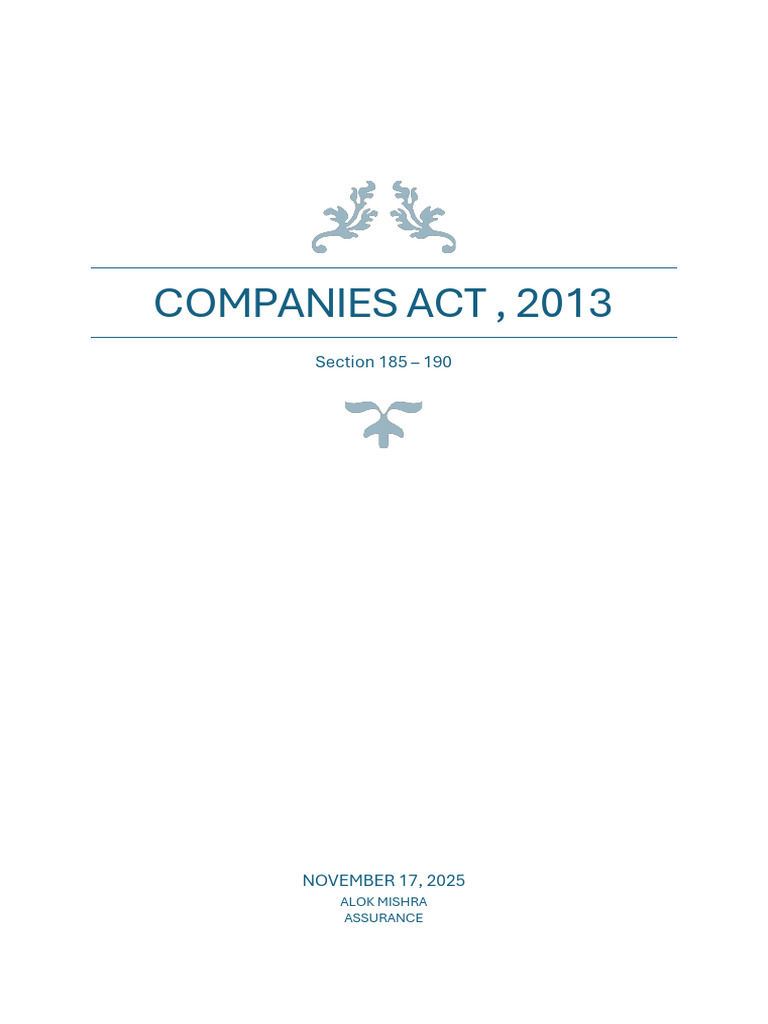 Companies Act Section 185 - 190 | PDF | Loans | Securities (Finance)