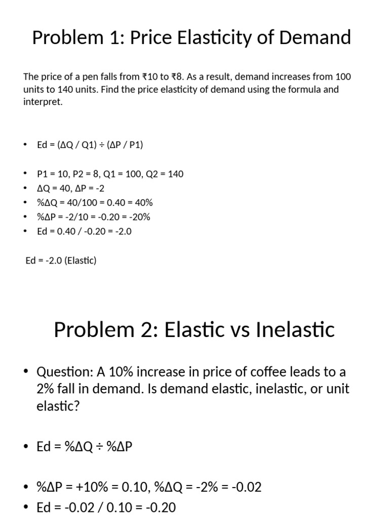 Elasticity Problems Solutions | PDF | Price Elasticity Of Demand | Demand