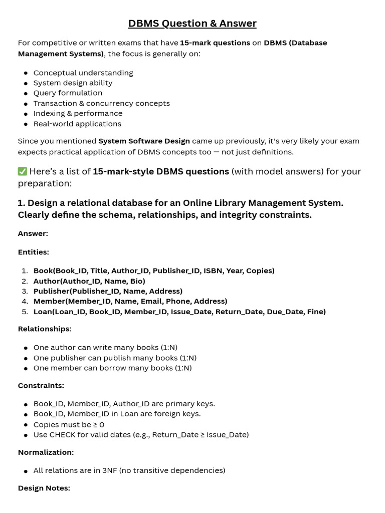 DBMS Question | PDF | Databases | Database Transaction