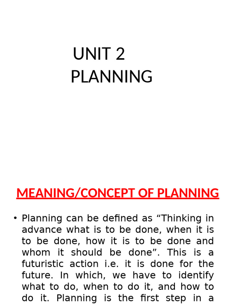 Bba Pom Unit 2 Planning | PDF | Planning | Policy