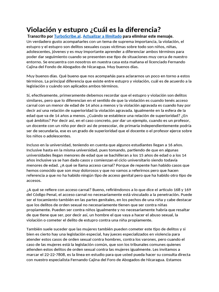 Violación y Estupro ¿Cuál Es La Diferencia | PDF | Violación | Sexo y ...