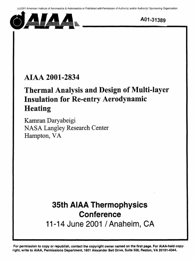 Multi-layer Insulation for Re-entry Heating | PDF | Thermal Insulation ...
