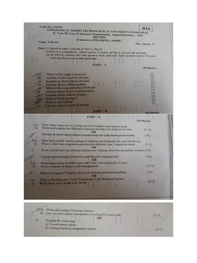 Devops Previous Question Papers 2024 and 2025 | PDF