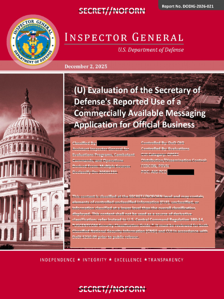 DoD Evaluation of Signal App Use | PDF | Classified Information In The ...