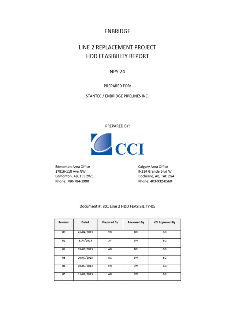 Enbridge Line 2 HDD Feasibility Report | PDF | Borehole | Geotechnical ...