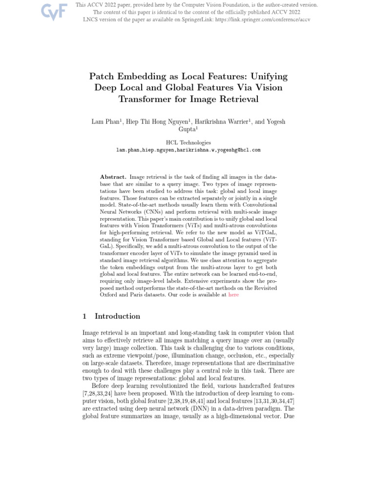 8. Phan Patch Embedding as Local Features Unifying Deep Local and ...