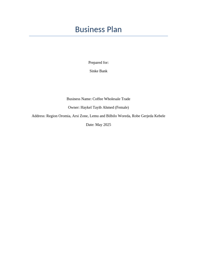 Haykel Tayib Ahmed Business Plan | PDF | Coffee | Interest