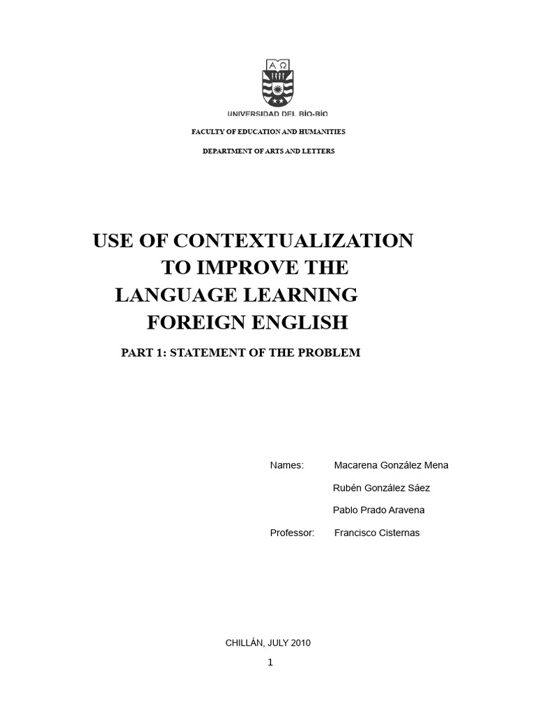 Contextualizing English Language Learning | PDF | Second Language ...