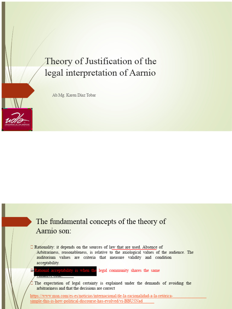 Theory of The Justification of Legal Interpretations by Aarnio | PDF | Rationality | Argument