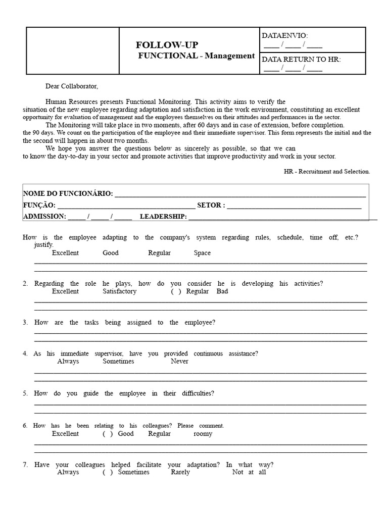 Employee Functional Monitoring Form | PDF | Employment | Human Resources