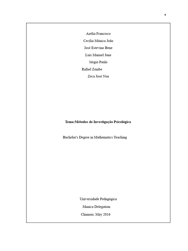 General P. Work - METHODS OF PSYCHOLOGICAL INVESTIGATION - GROUP 1 ...