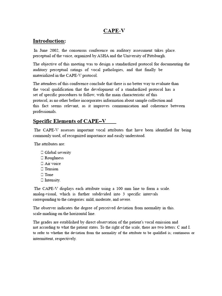 CAPE-V | PDF | Perception | Vowel