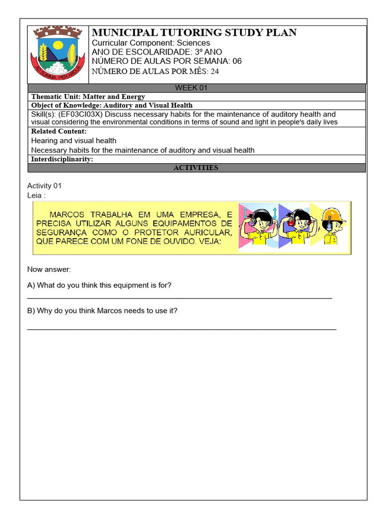 Municipal Tutoring Plan for 3rd Grade Science | PDF | Noise