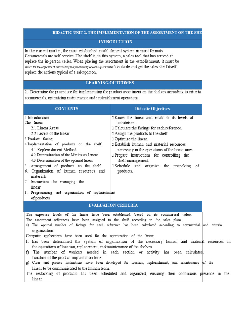 Unit 2: The Implementation of the Assortment | PDF | Sales ...