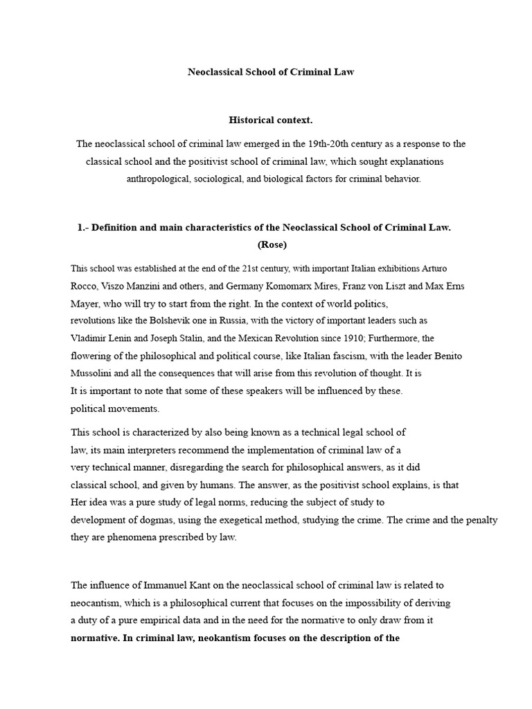 Neoclassical Criminal Law Overview | PDF | Crimes | Crime & Violence