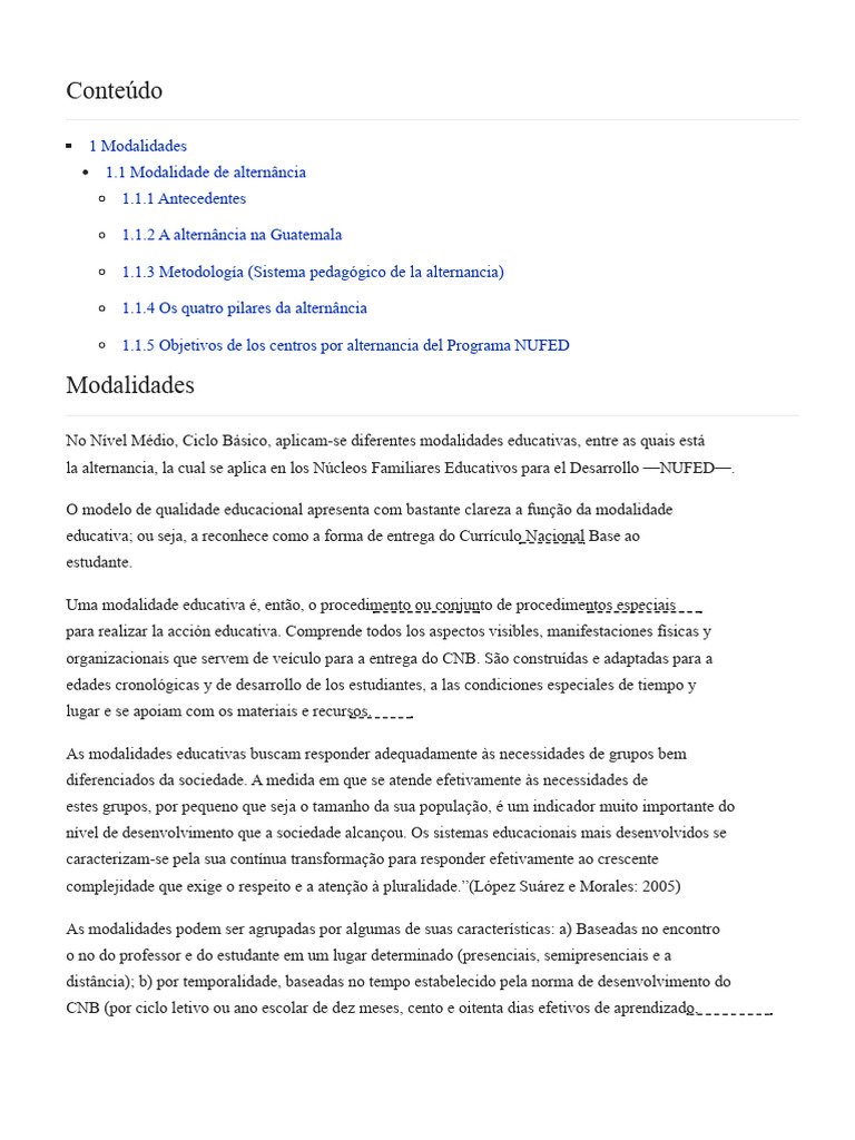 Modalidade de Alternância na Educação NUFED | PDF | Pedagogia | Aprendizado