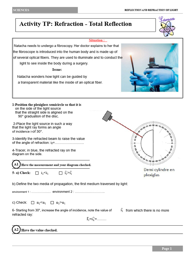 activity refraction and total reflection | PDF | Refraction | Light