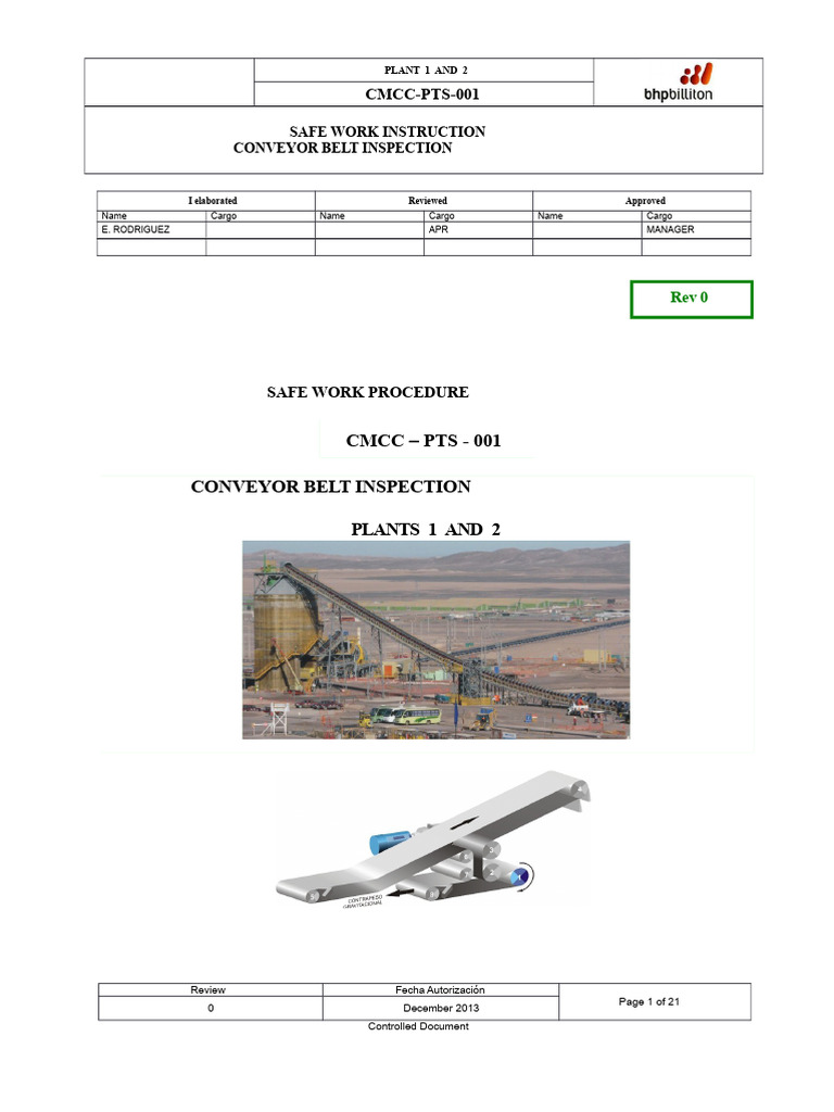 Inspection procedure belts | PDF | Belt (Mechanical) | Bearing (Mechanical)