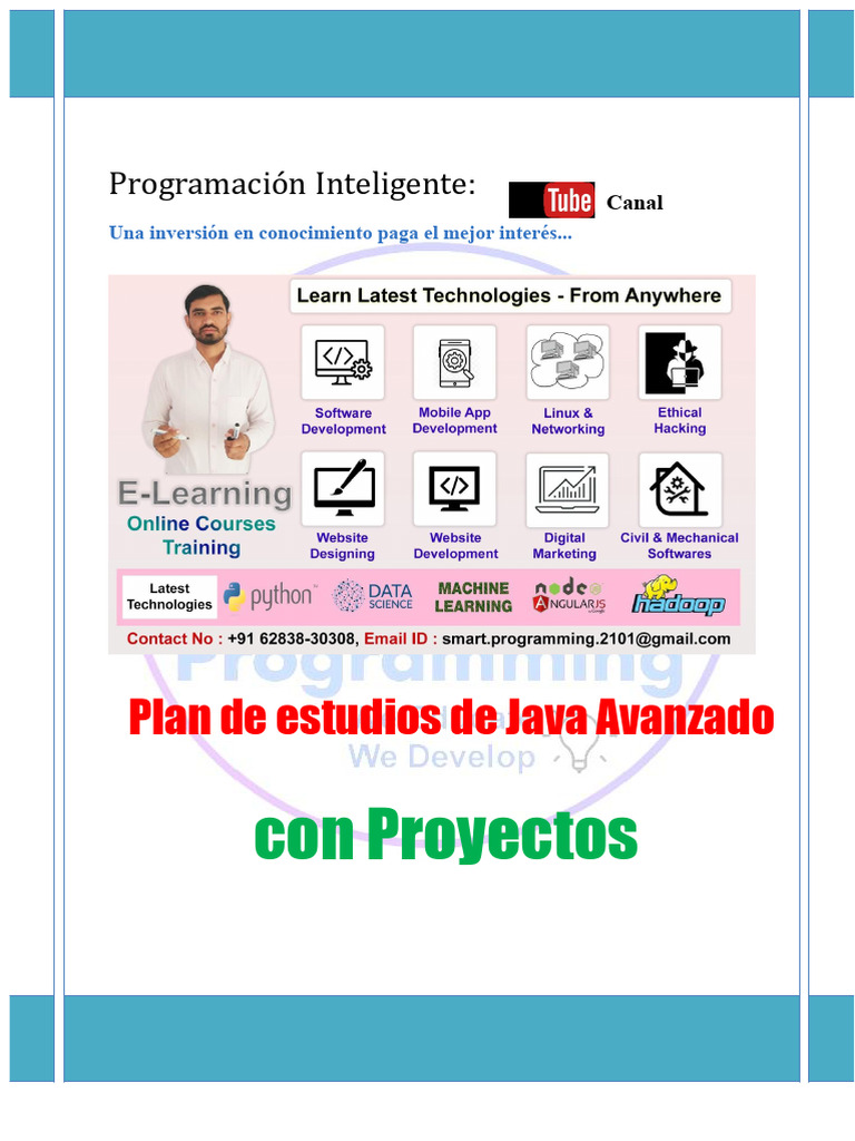 Sílabo de Java Avanzado - Programación Inteligente por Deepak | PDF | Java (lenguaje de ...