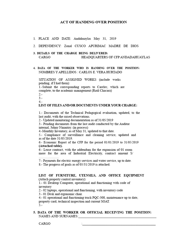 ACT OF HANDOVER OF POSITION (1).doc | PDF