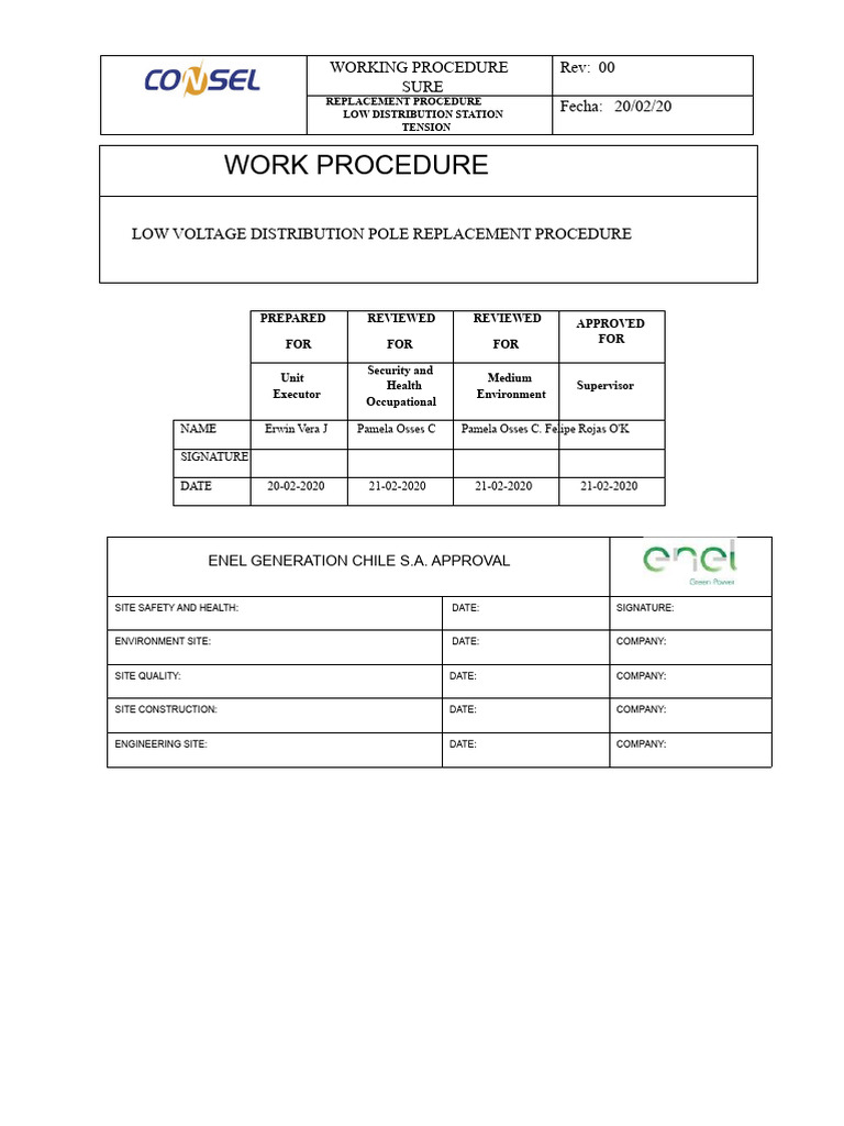 PTS Procedure For Replacement of Low Voltage Distribution Pole | PDF ...