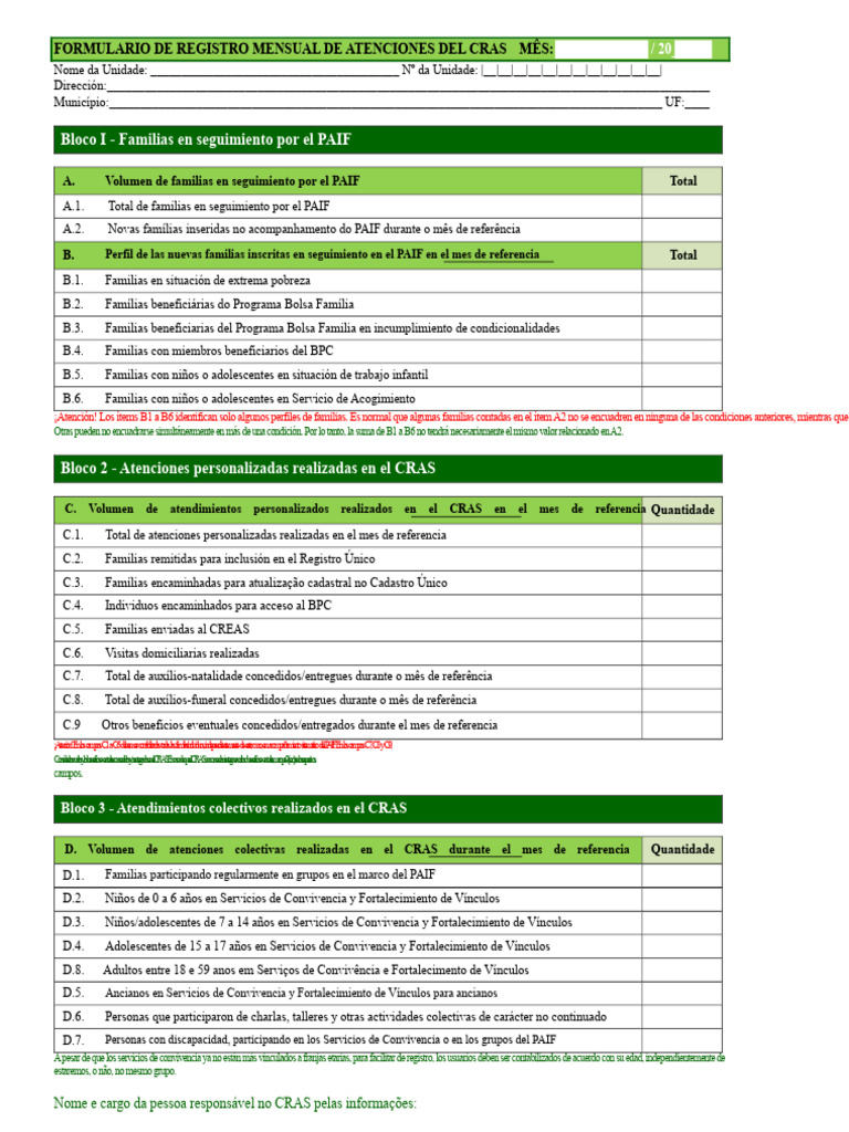 RMA - Formulario CRAS 2018 | PDF