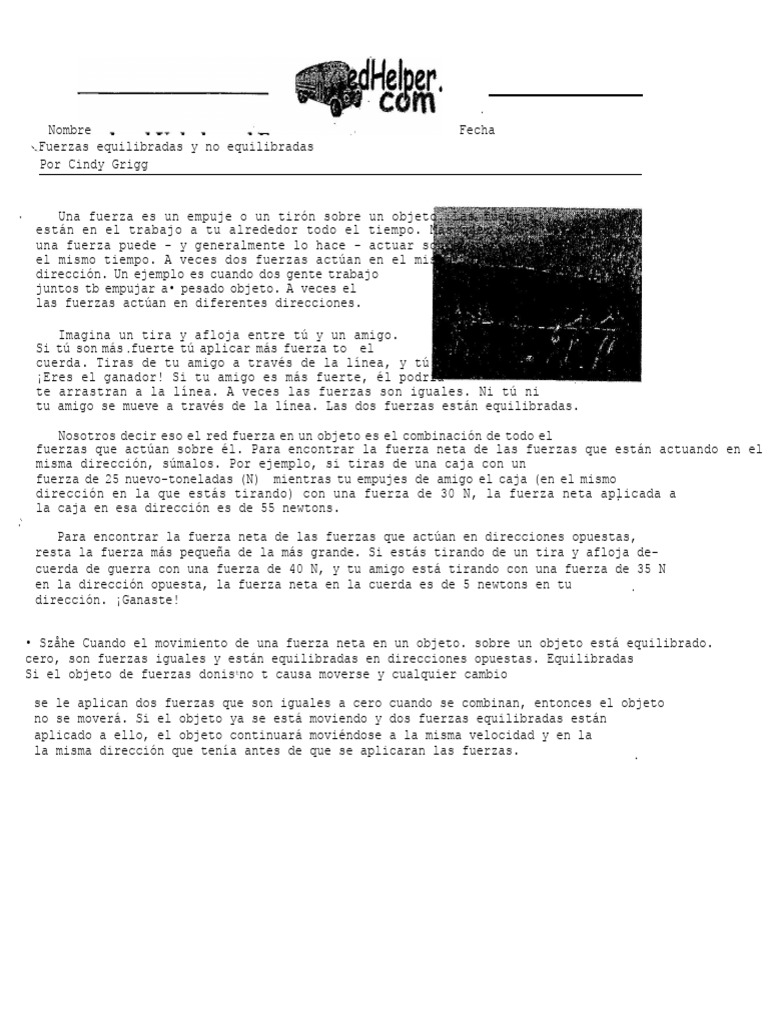 Fuerzas Equilibradas y No Equilibradas | PDF | Fuerza | Mecánica