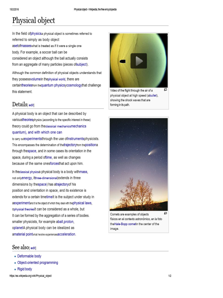 Physical Object - Wikipedia, The Free Encyclopedia | PDF | Physics ...
