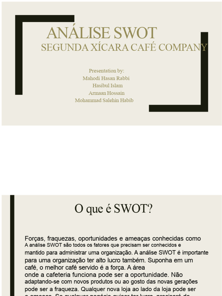 Análise SWOT sobre a Second Cup Coffee | PDF | Análise SWOT | Cafeteria