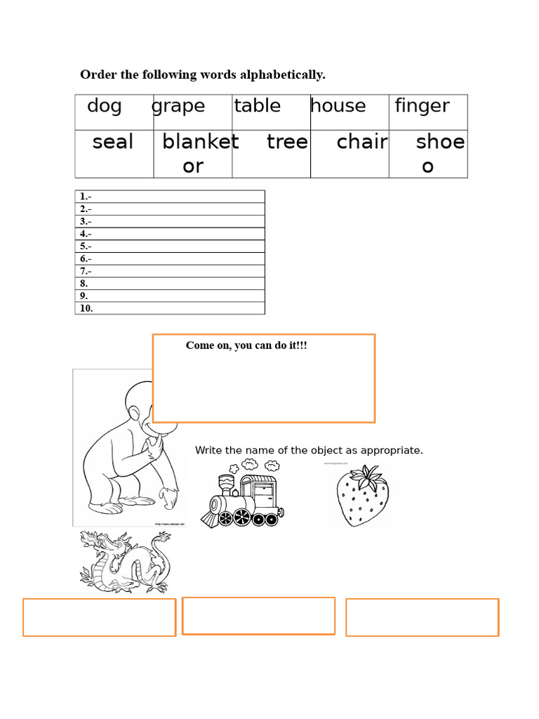 Alphabetically Order The Following Words | PDF