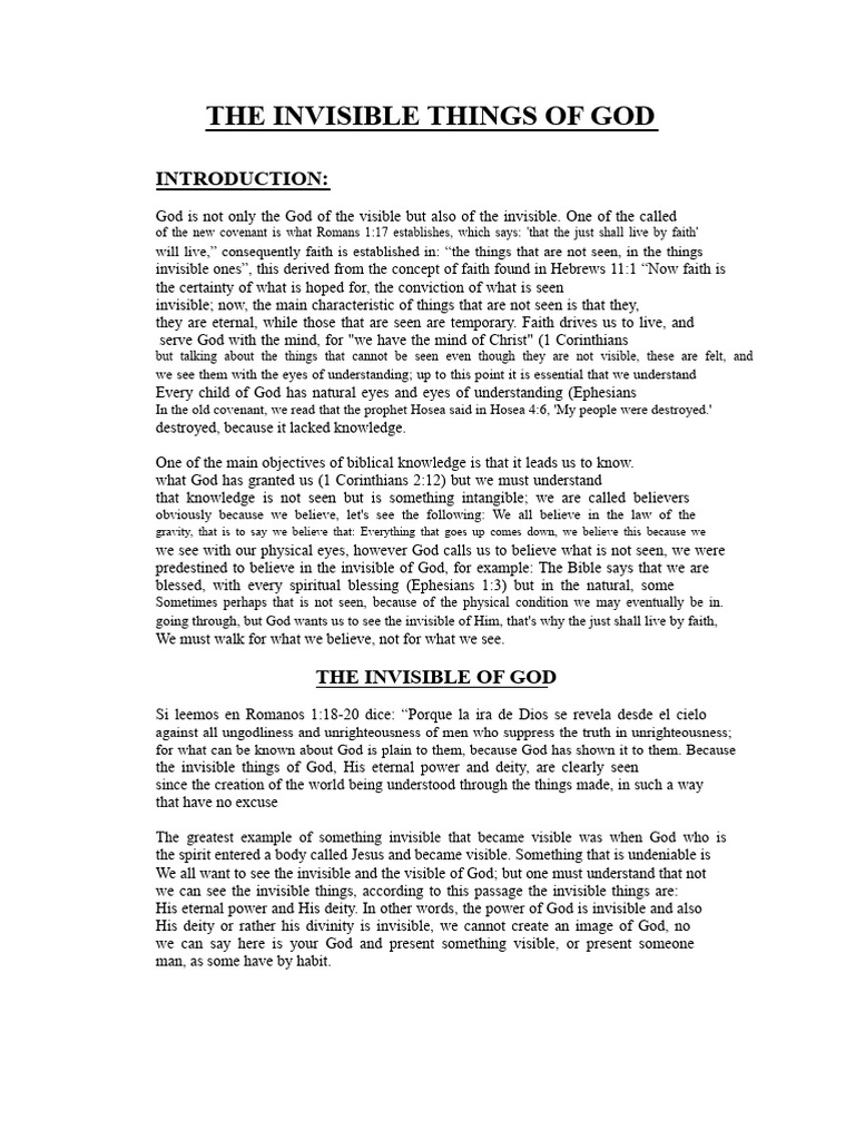 Understanding God's Invisible Nature | PDF | God | Jesus